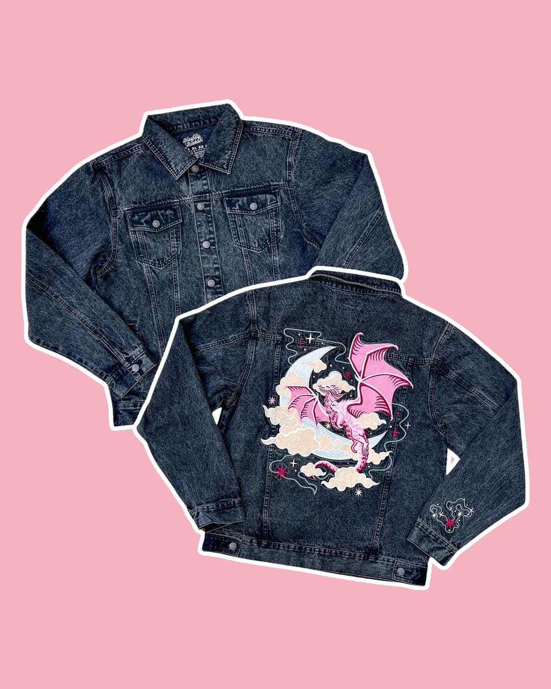 Celestial Dragon Embroidered Denim Jacket Fantasy Dragon Clothing ...