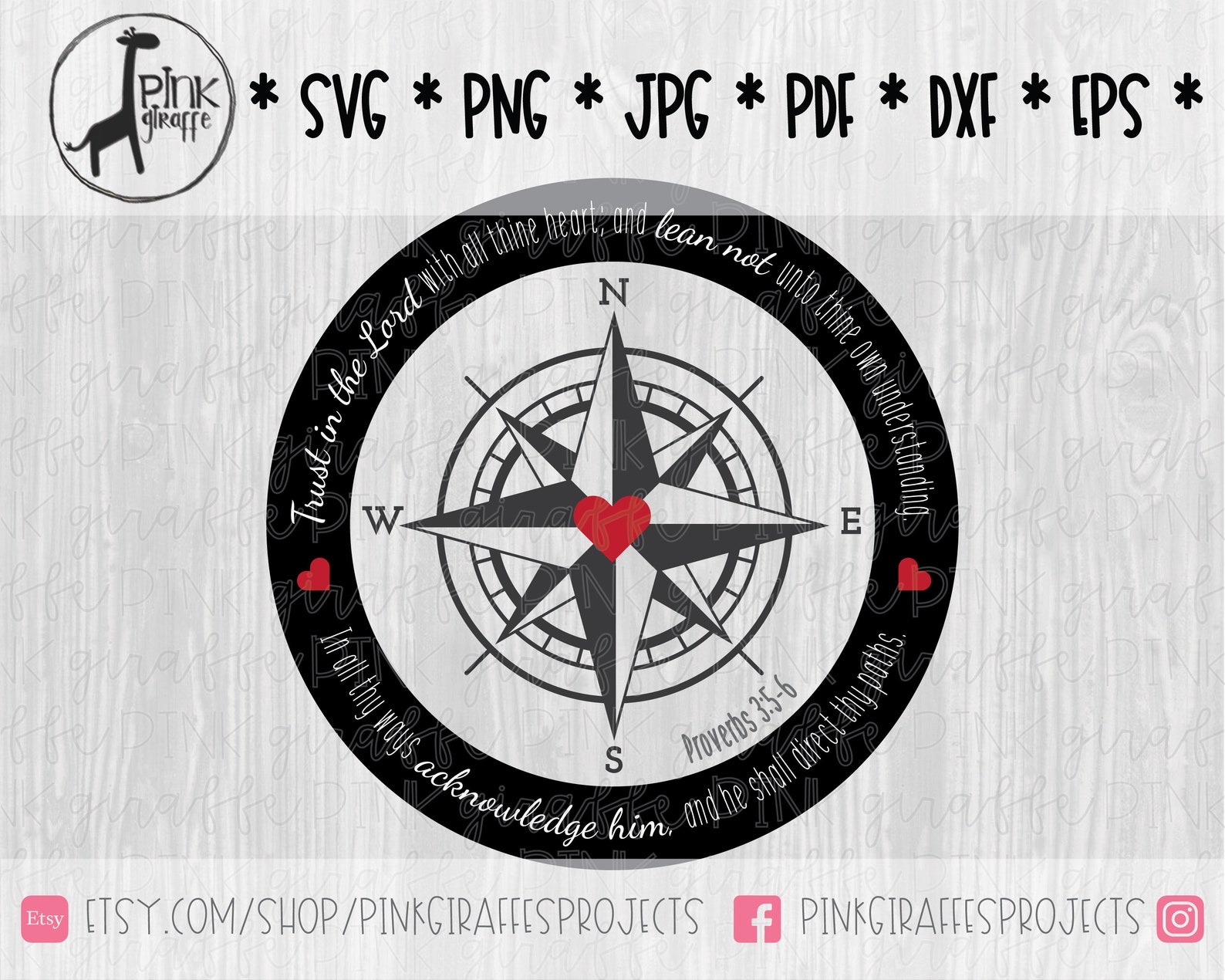 Trust in the Lord Bible Verse Compass Cut File, Scrapbooking Element ...
