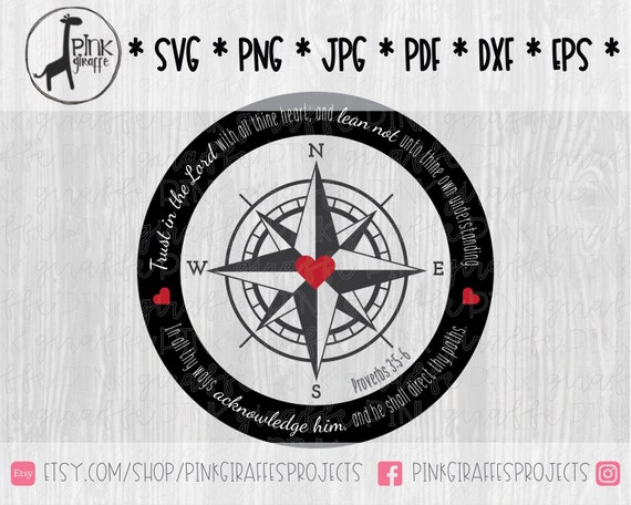 Trust in the Lord Bible Verse Compass Cut File Scrapbooking | Etsy