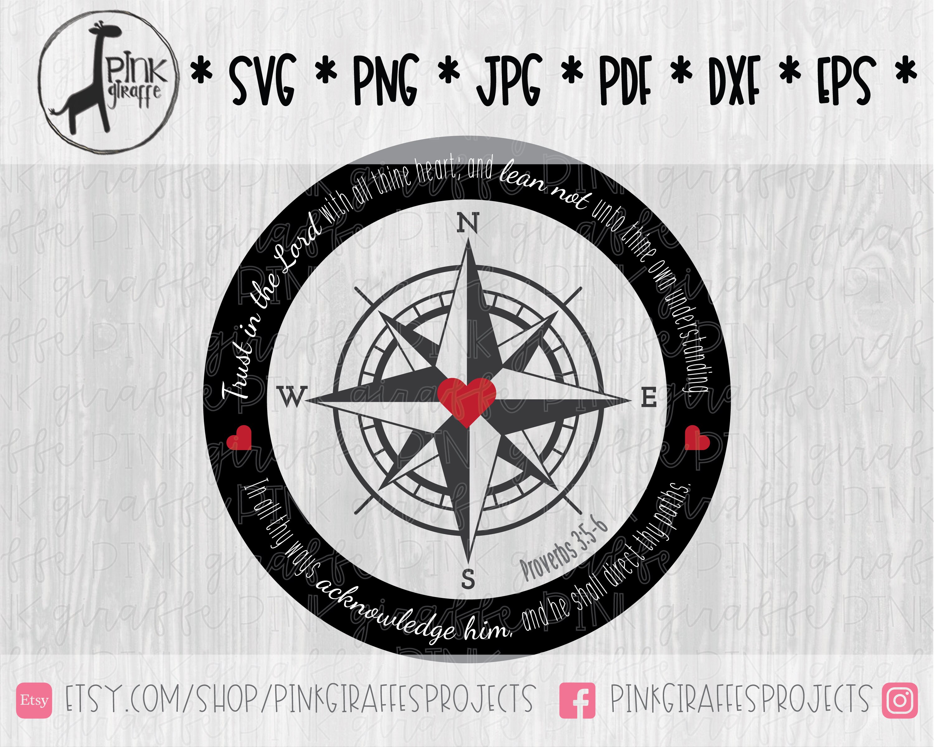 Trust in the Lord Bible Verse Compass Cut File, Scrapbooking Element ...