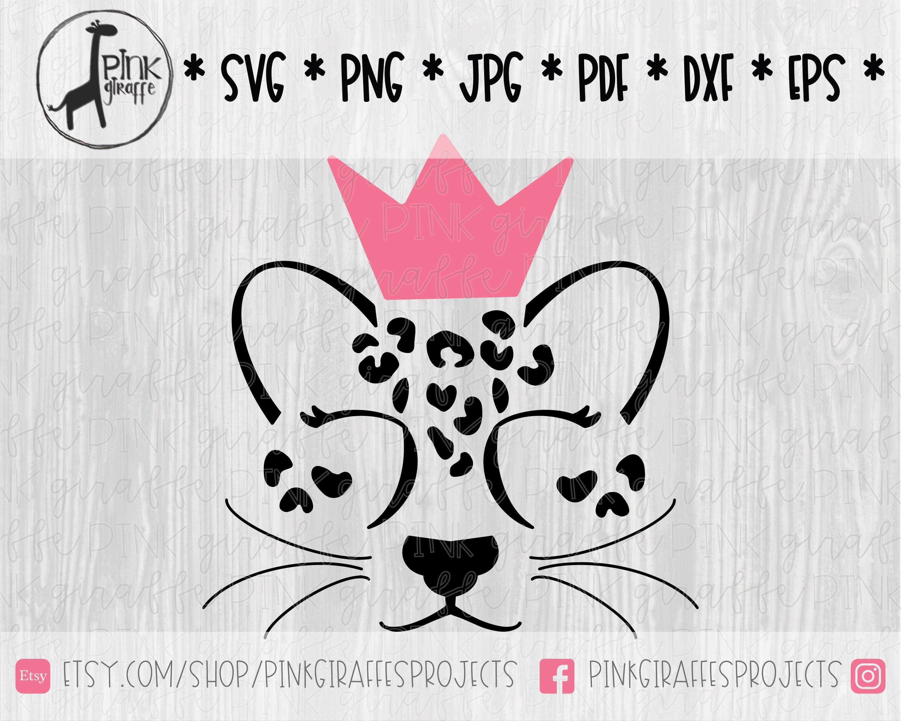 Cheetah Face With Crown Cut File Scrapbooking Element for - Etsy
