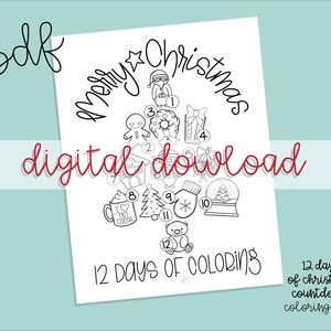 12 Days of Christmas Countdown Coloring Page PDF - Etsy