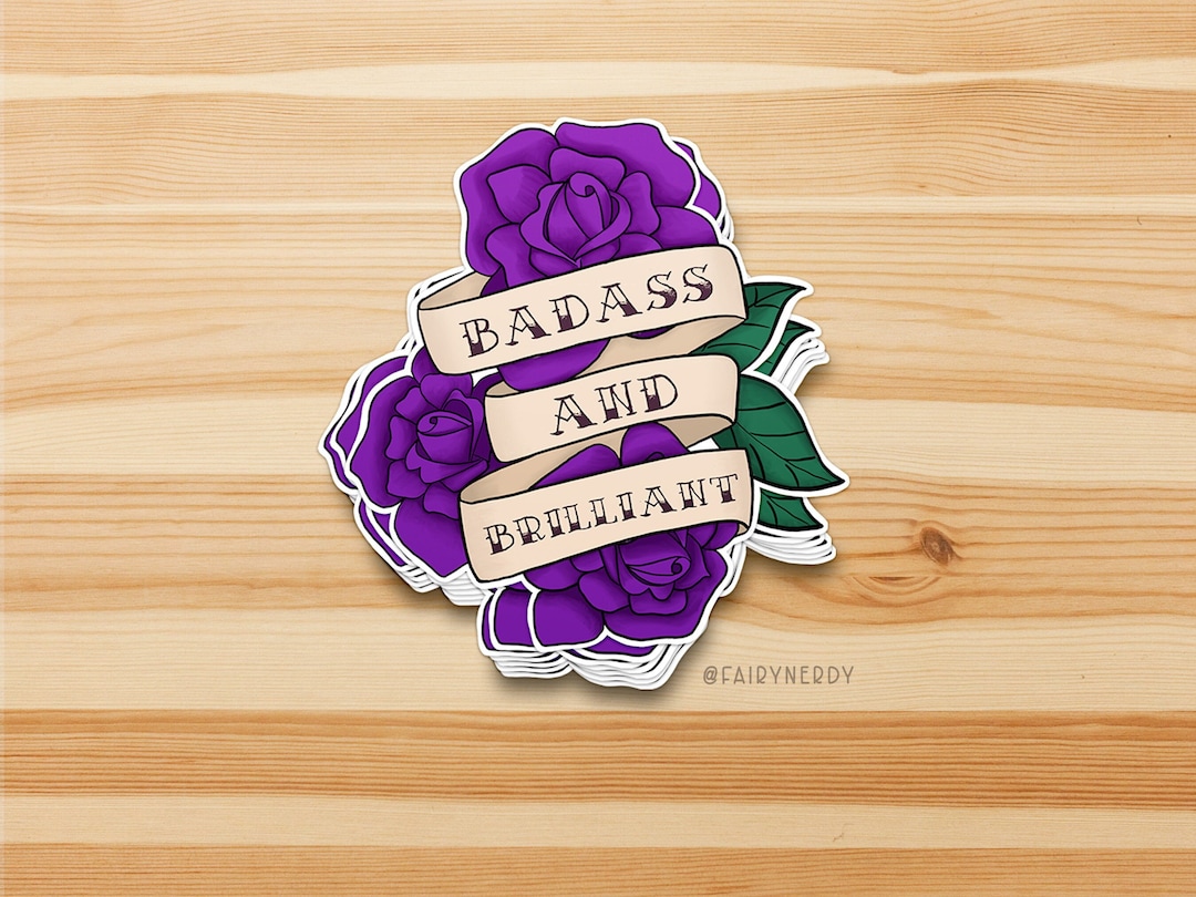 Purple Rose Stickers for Water Bottles, Vintage Rose Tattoo Stickers ...
