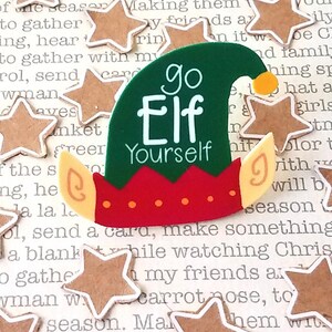 Christmas Pins Go Elf Yourself Christmas Pin Elf Hat Elf Ears Funny ...
