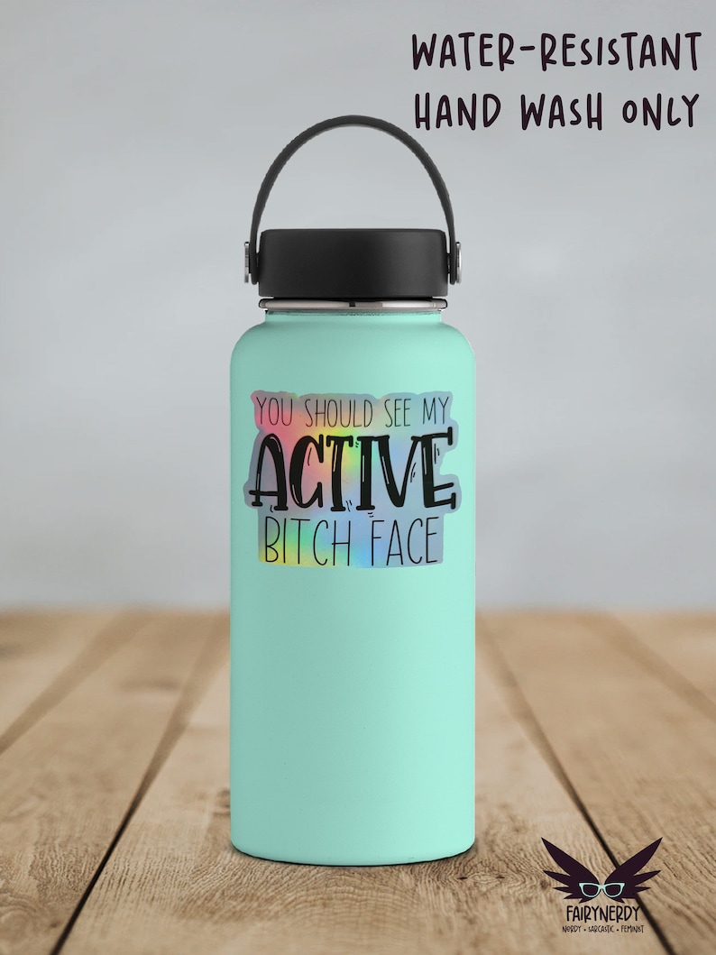 Holographic Resting Bitch Face Sticker, Funny RBF Stickers for Women ...