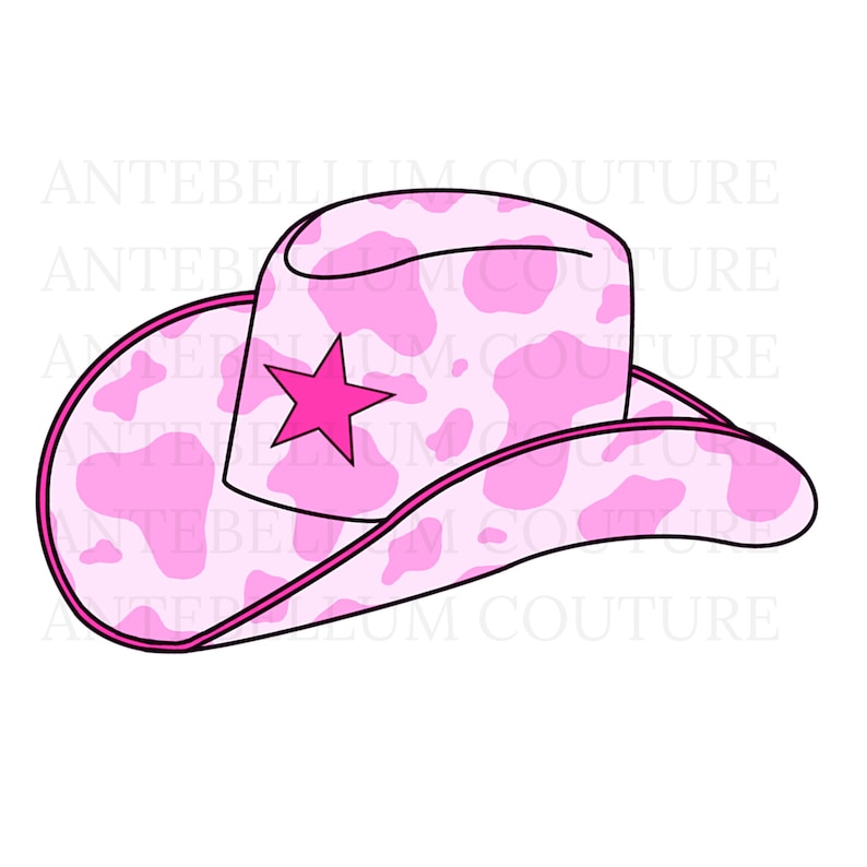 Pink Cow Print Cowboy Cowgirl Hat, Digital File for Sublimation ...