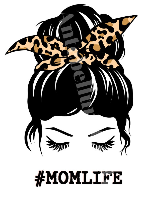 Mom life with cheetah headband graphic design png download | Etsy