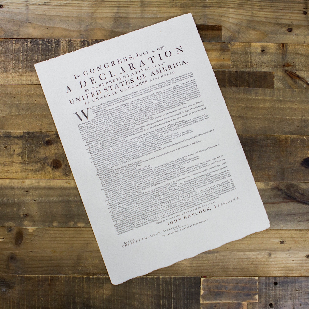 Declaration of Independence - Dunlap Broadside by the Printing Shop of ...