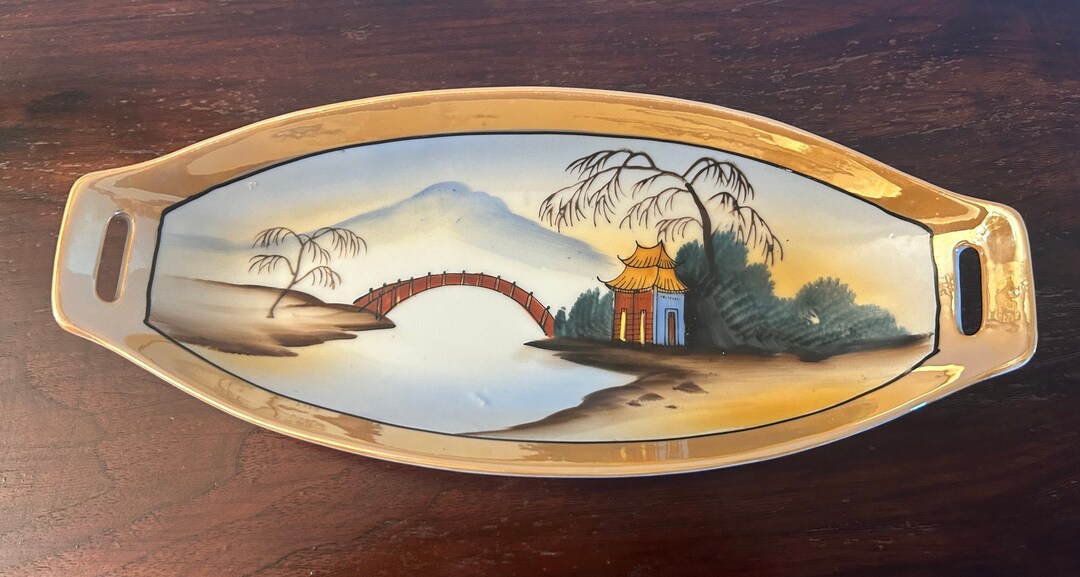Chikaramachi Beautiful Handpainted Vintage Japanese Scenic Serving Dish ...