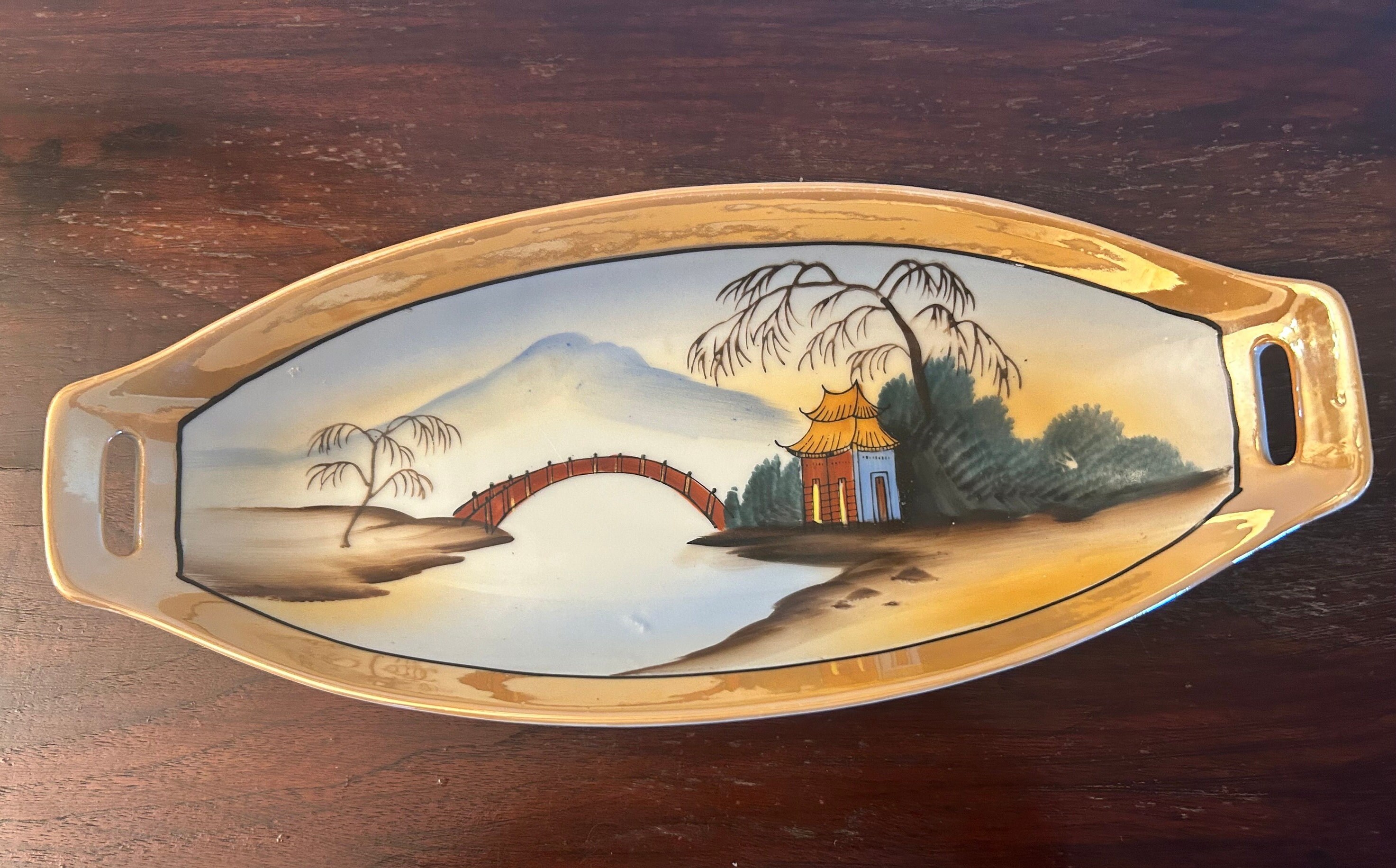 Chikaramachi Beautiful Handpainted Vintage Japanese Scenic Serving Dish ...