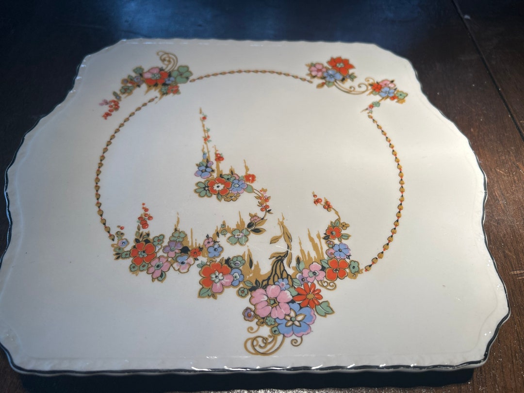 Myott Vintage Antique Serving Platter Circa 1930's Mint Condition Rare Summer Blue Pink Orange ...