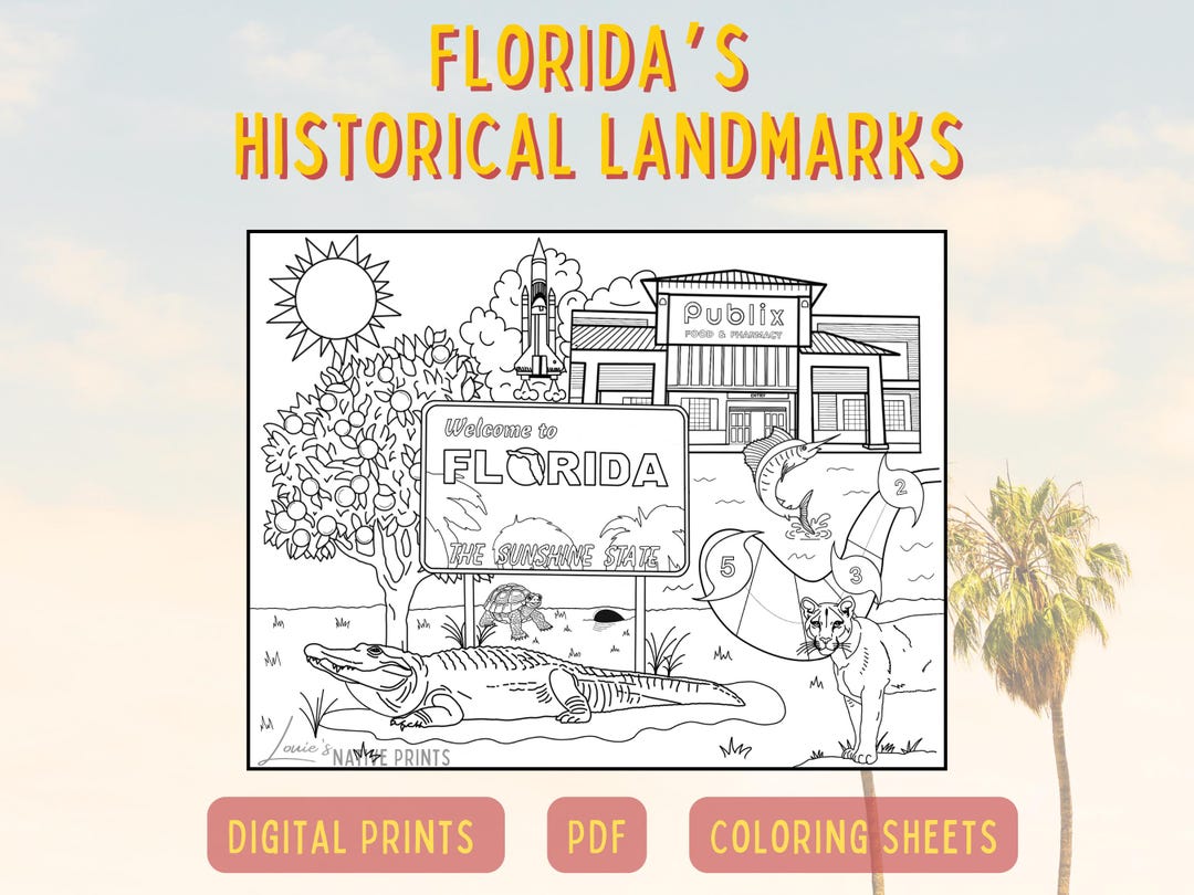 Florida Inspired Collage Digital Print and Coloring Sheet Publix ...