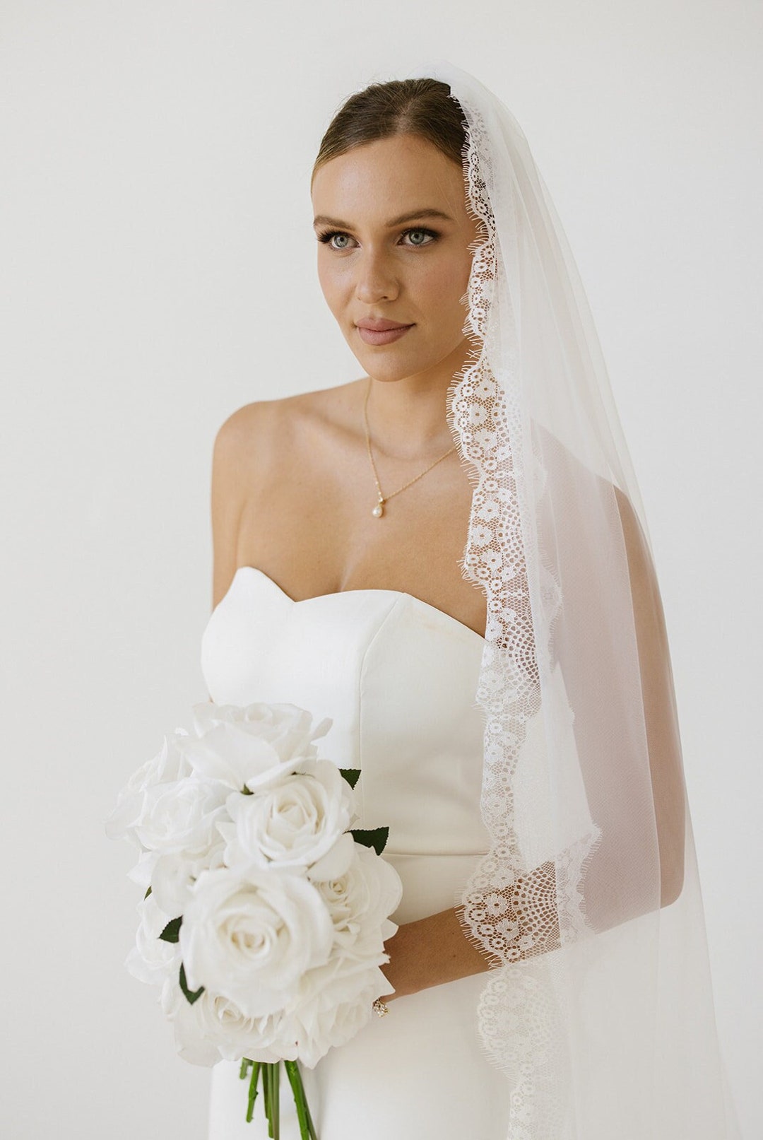 Eyelash Lace Edge Wedding Veil Cathedral Wedding Veil Bridal Veil Floor Length Veil Two Tier ...