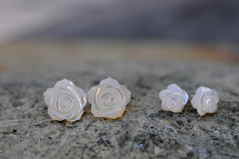 Carved Sea Shell Rose Studs - Etsy