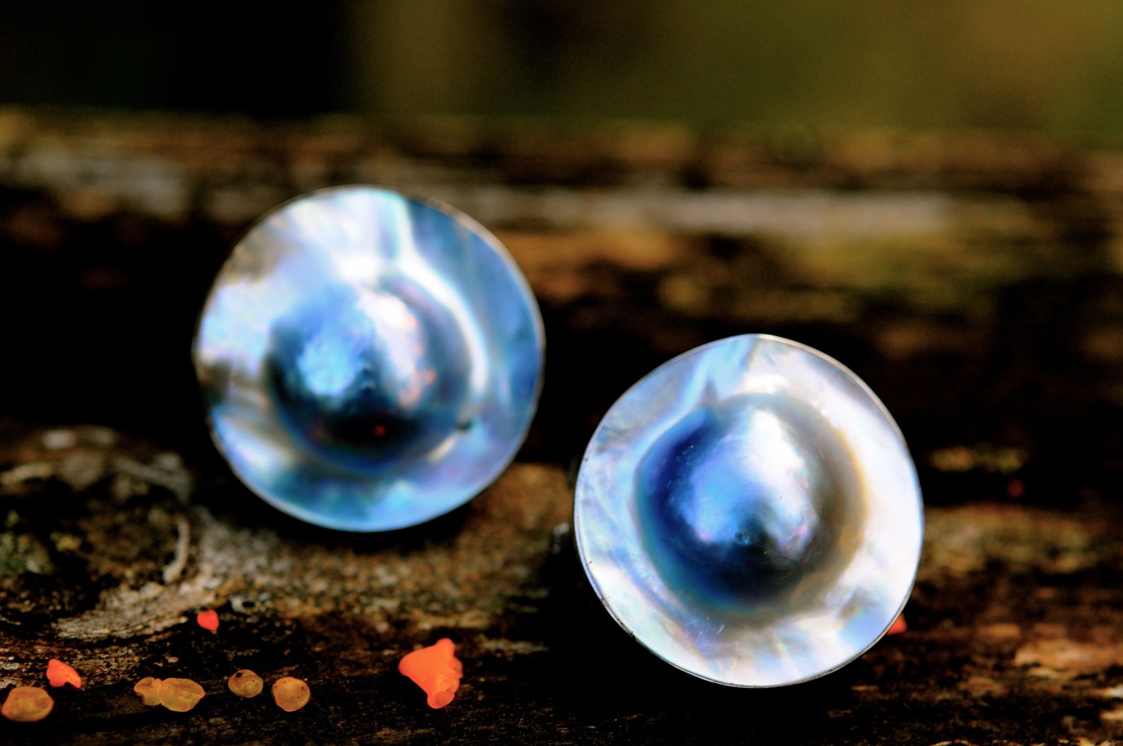 Magnificent Blue Mabe Pearl Post Earrings With Omega Clips - Etsy