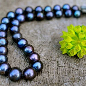 Simply A String of Black Pearls, Large Black Pearl Necklace - Etsy