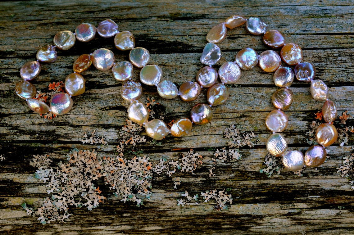 Multi Colour Coin Pearl Endless Necklace: 27'' Handcrafted Necklace - Etsy