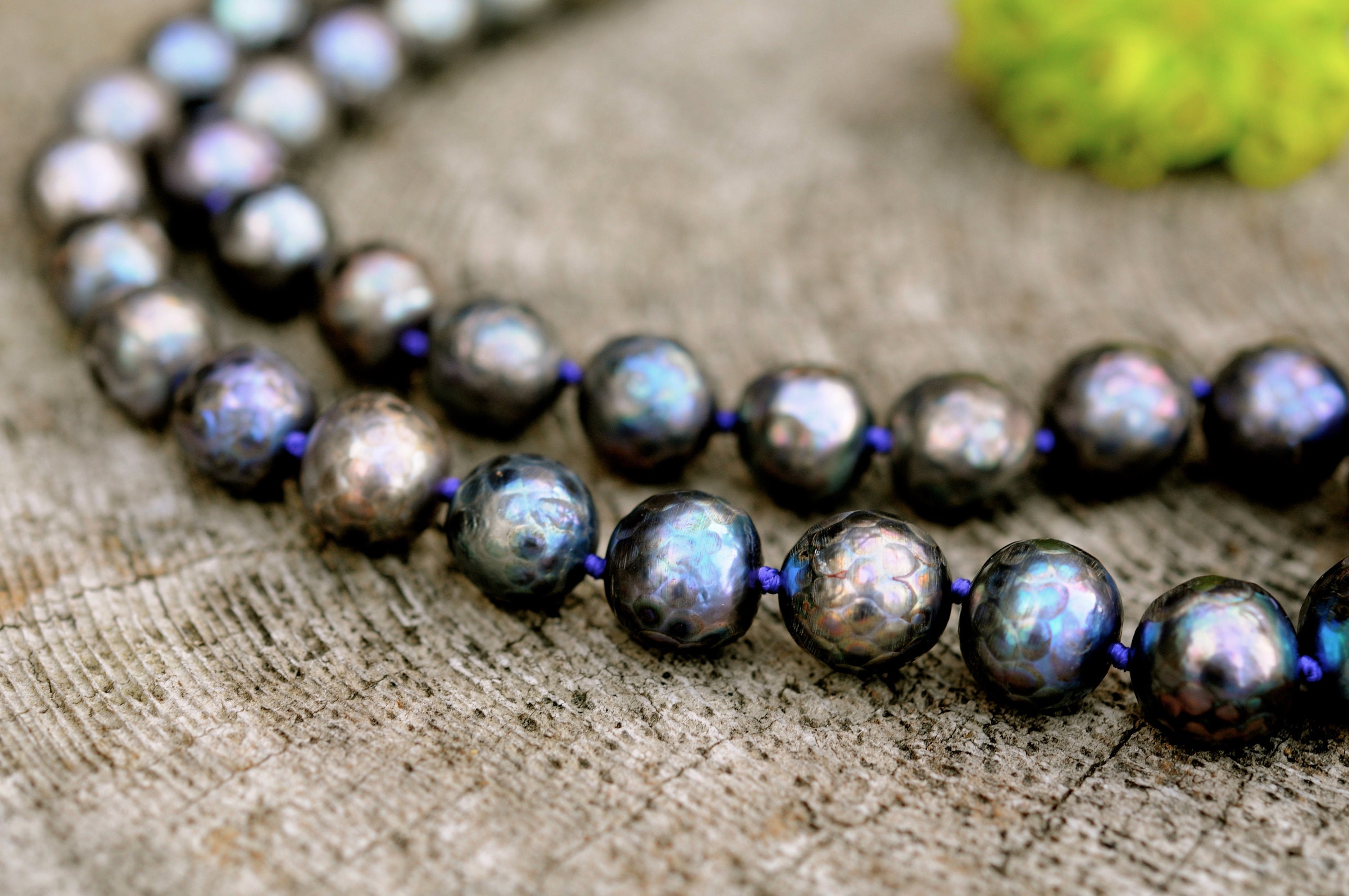 A Stone Age Necklace - Faceted Black Baroque Pearl and Natural ...