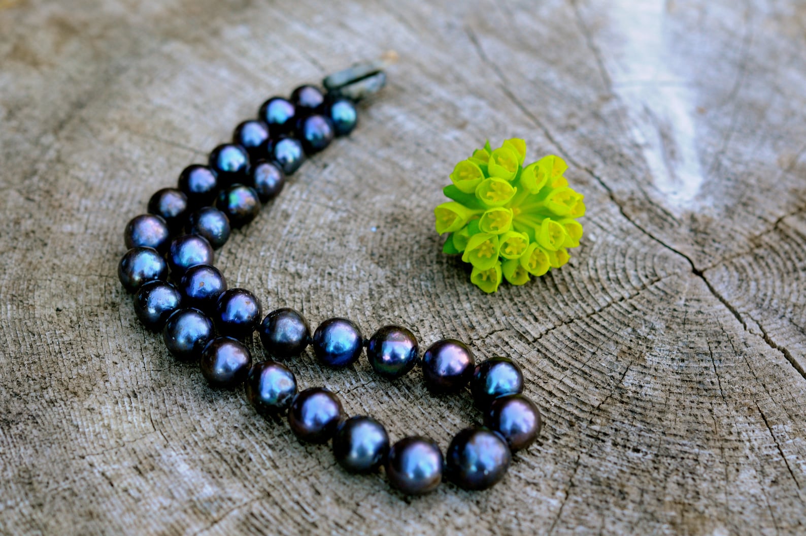 Simply A String of Black Pearls Large Black Pearl Necklace | Etsy