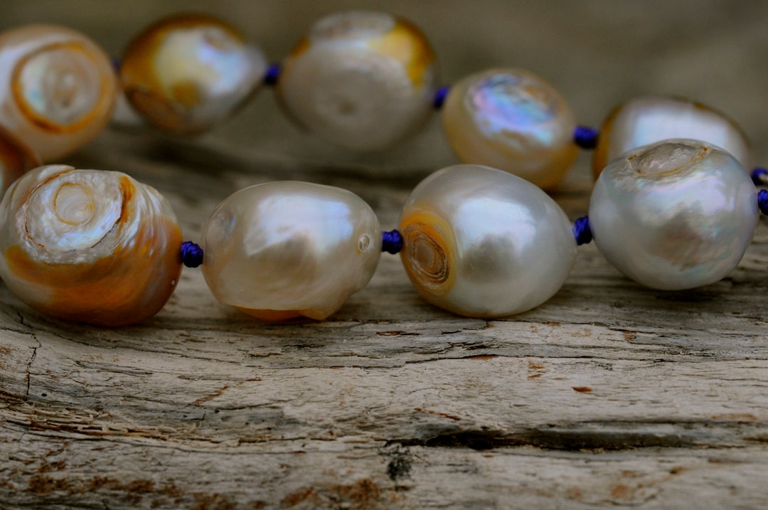 Unpolished Raw Pearl Bracelet: Large Wild Pearl Jewelry - Etsy