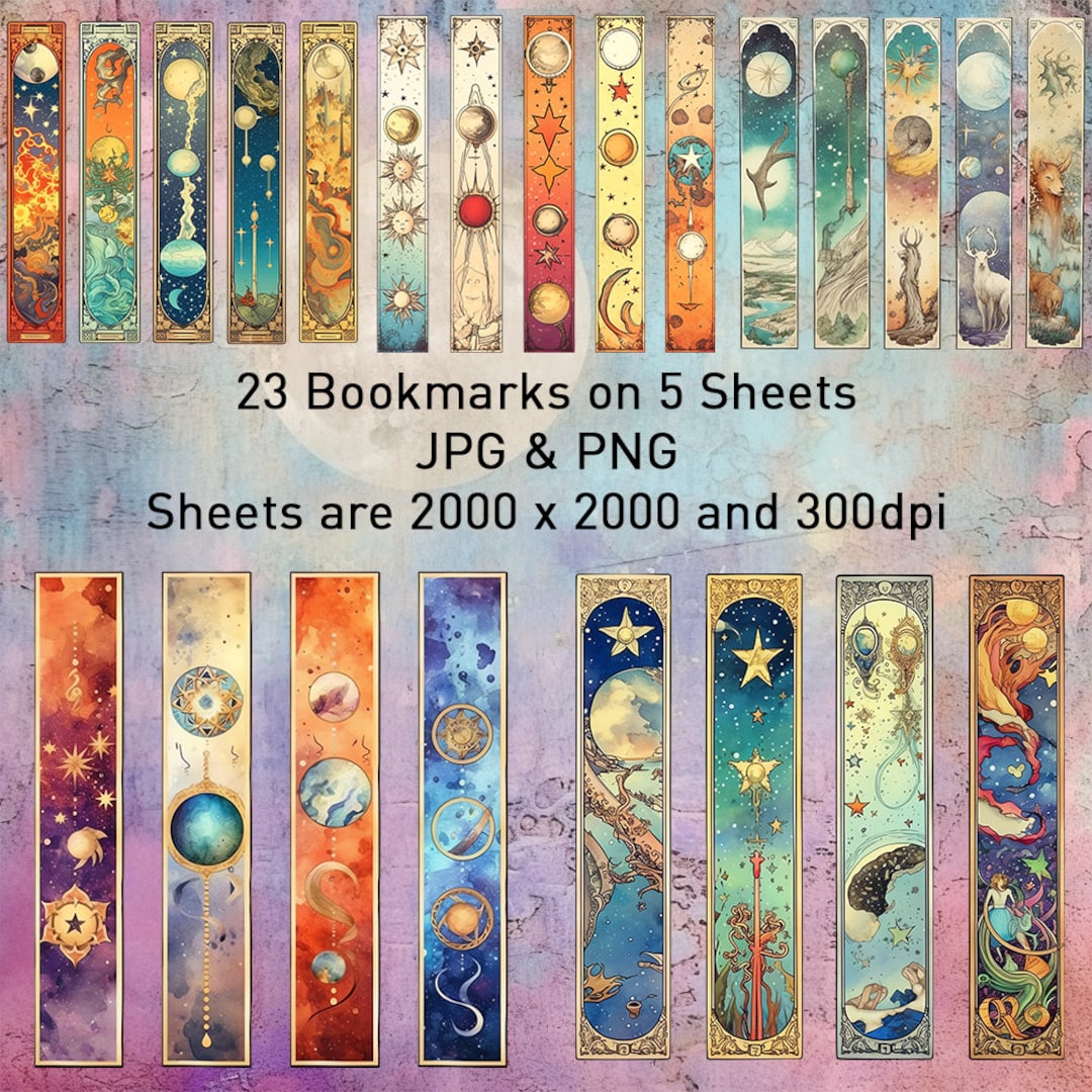 Digital Bookmarks - 5 Sheets, Total of 23 Bookmarks - Printable or ...