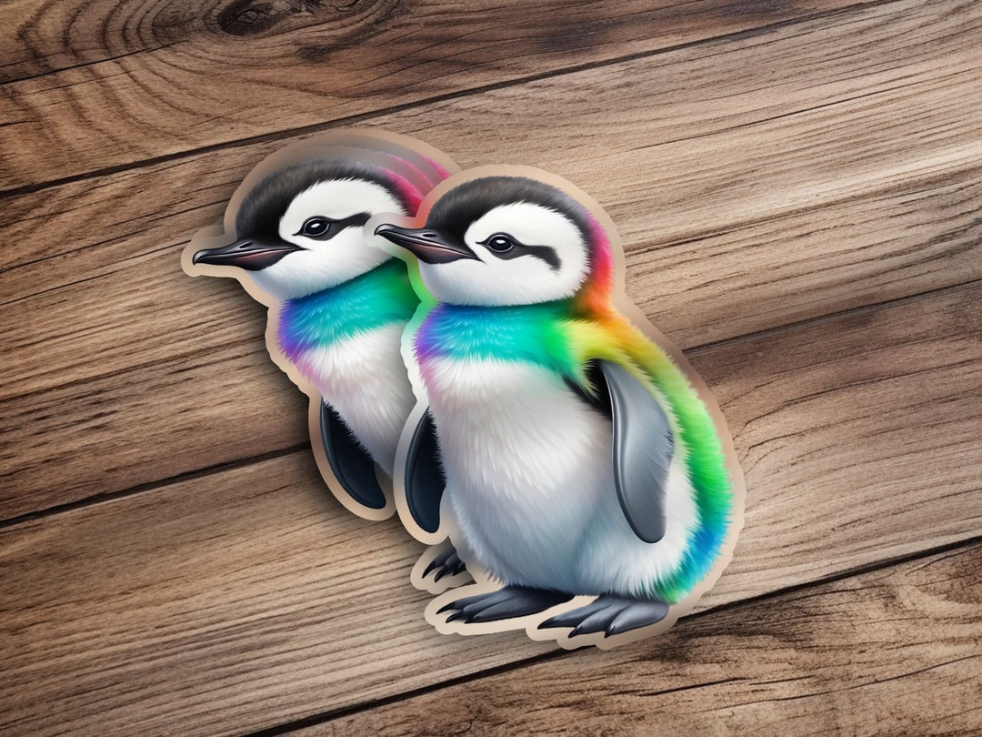 Rainbow Baby Penguin Sticker, Die Cut Sticker, Kiss Cut Sticker ...