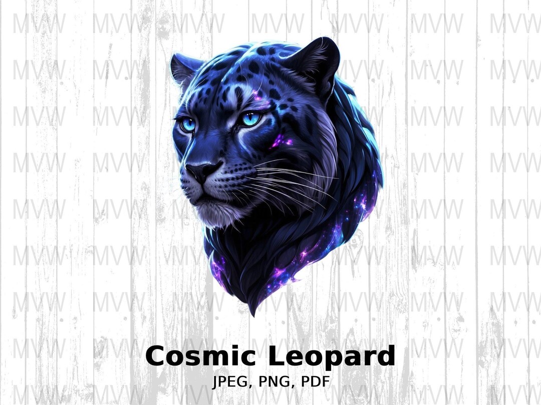 Leopard Clipart, Galaxy Leopard Art, Digital Animal Illustration ...
