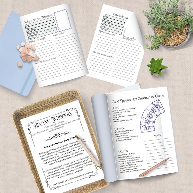 Tarot Journal Printable PDF – Arcane Whispers Daily Tarot Reflection ...