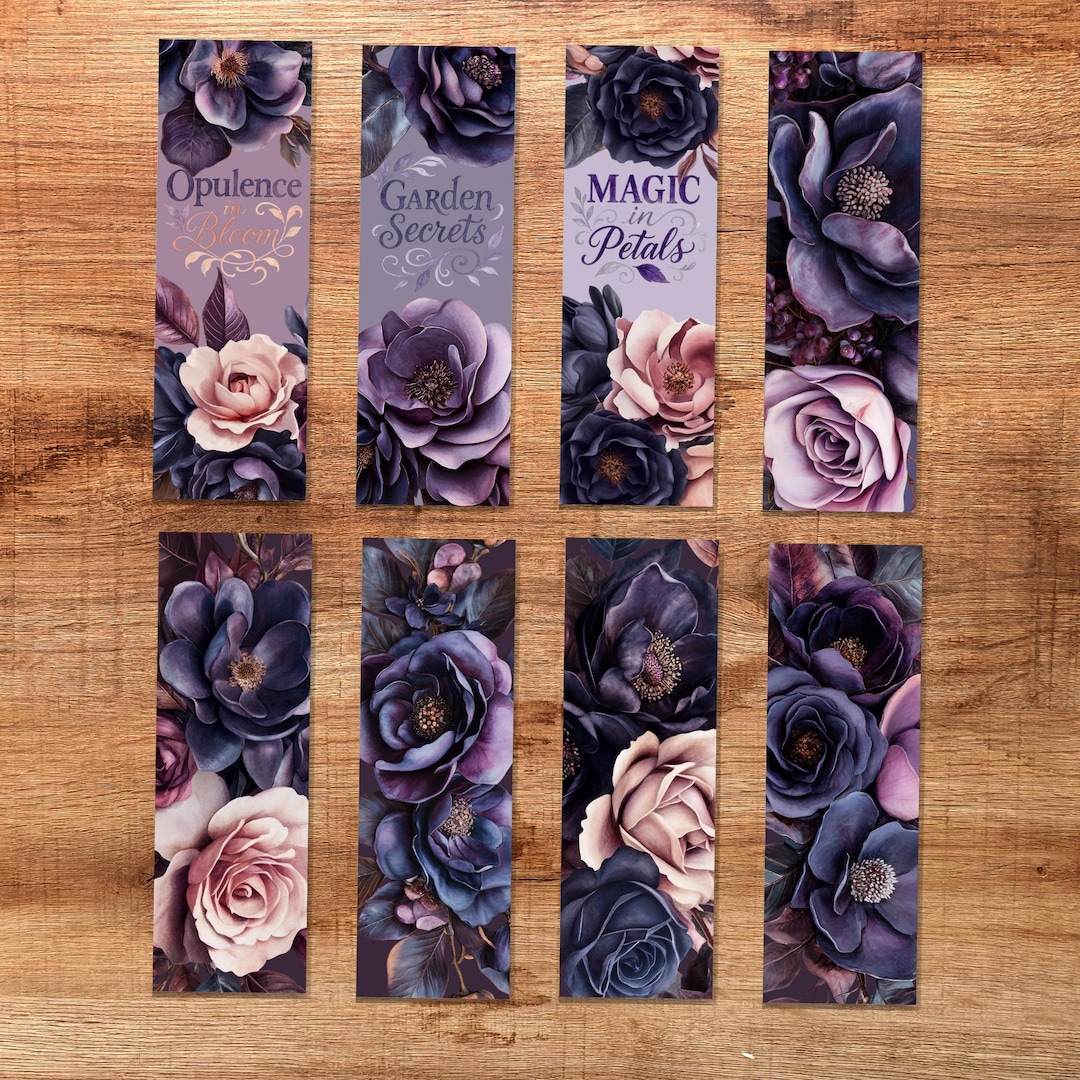 Printable Gothic Bookmarks | Dark Academia Floral Bookmark Set | 8 ...