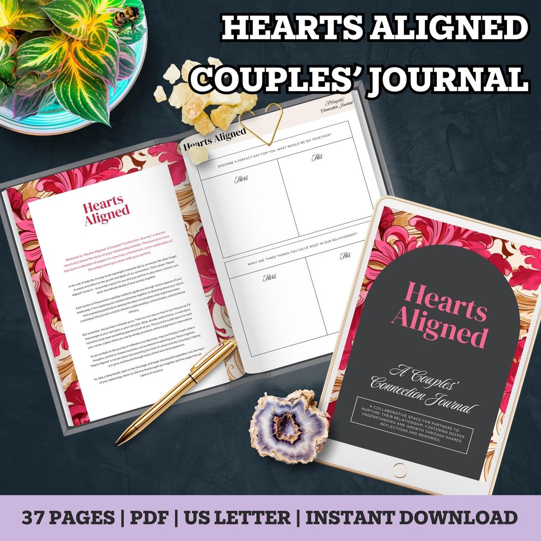 Hearts Aligned Couples Journal Printable PDF | Relationship Reflection ...