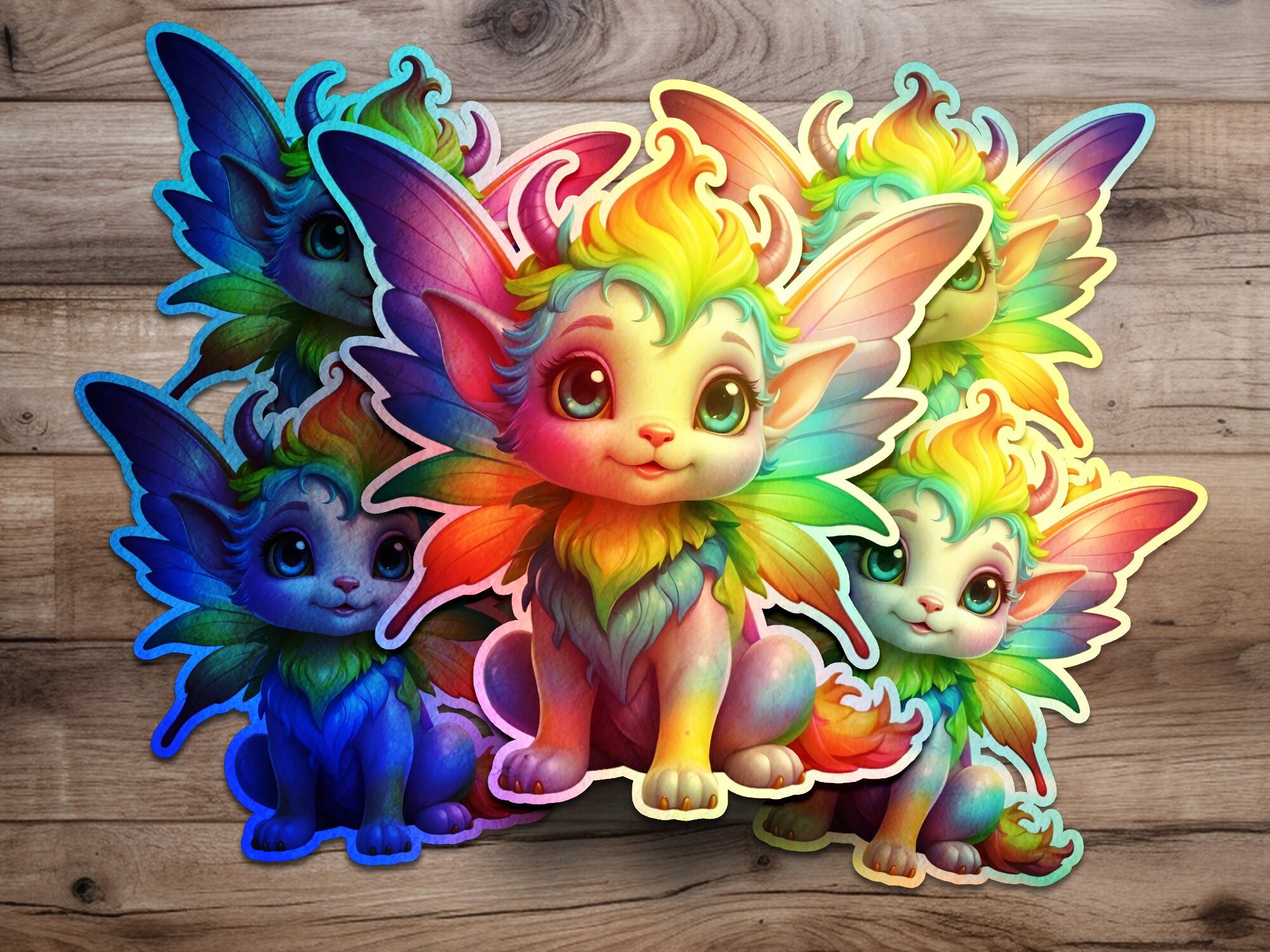 Rainbow Fantasy Creature Sticker, Die Cut Sticker, Kiss Cut Sticker ...