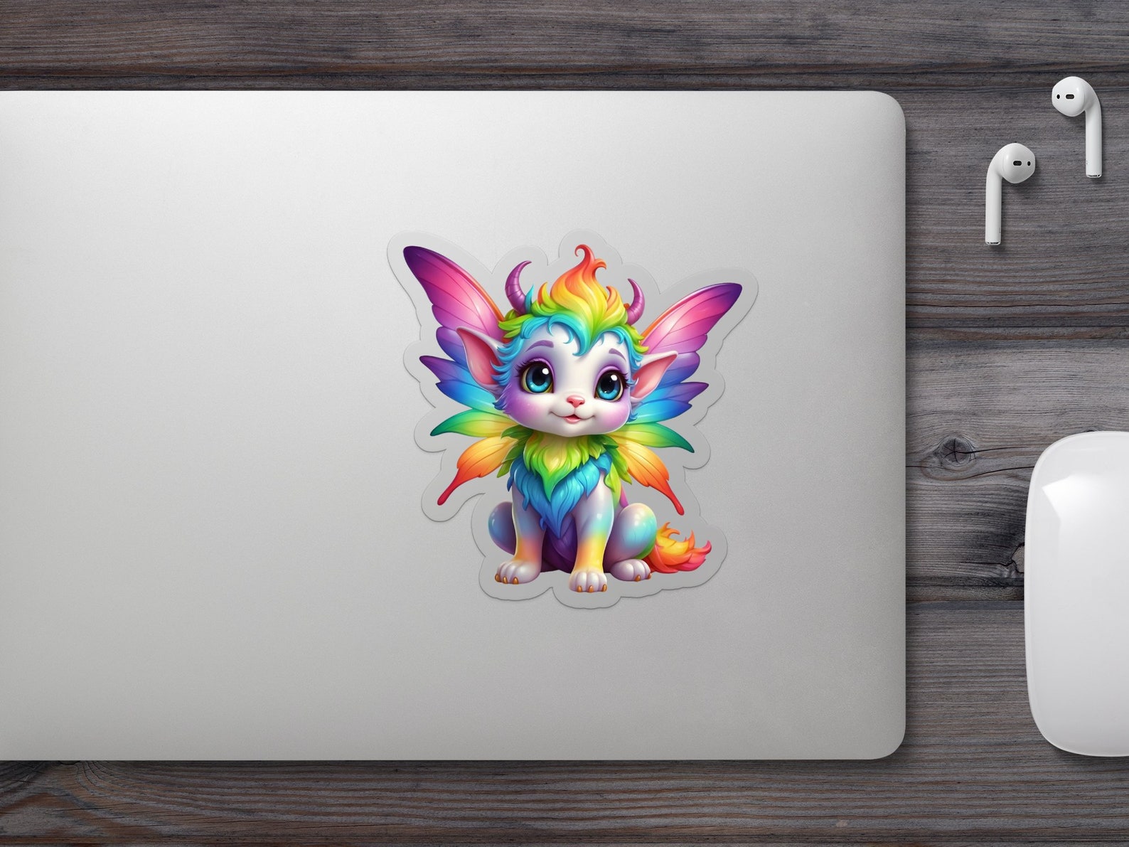 Rainbow Fantasy Creature Sticker, Die Cut Sticker, Kiss Cut Sticker ...