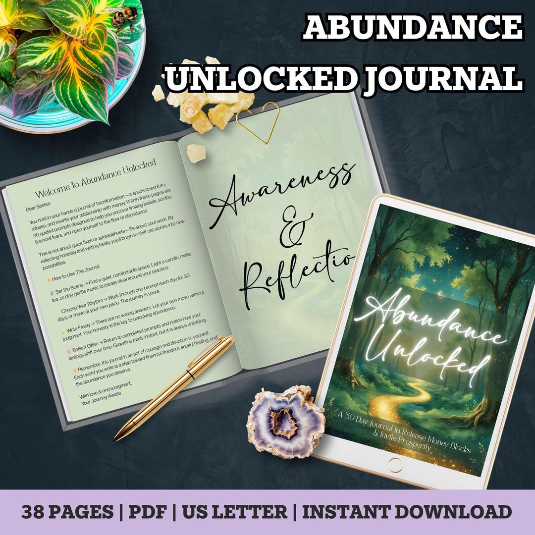 Abundance Unlocked Journal Printable 30 Day Money Prompts Shadow Work ...