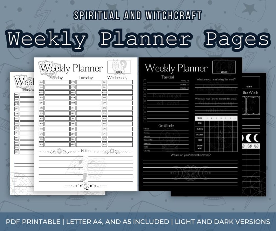 Witchy Weekly Planner | Printable Witch Planner | Manifestation, Shadow ...