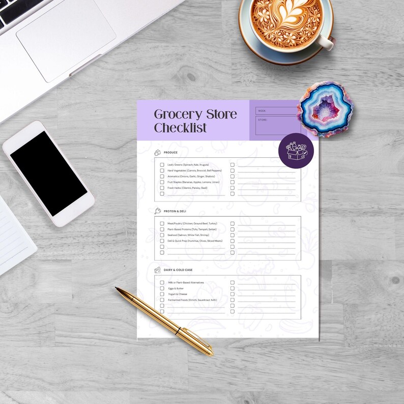 Grocery Store Checklist Printable PDF | Weekly Shopping List Template ...