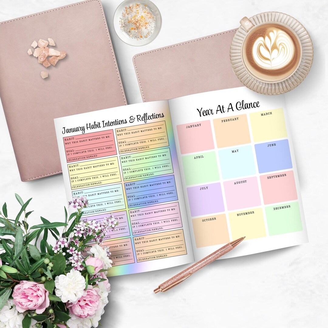 A Year in Full Color – Deluxe Planner Bundle | 112-page Undated Rainbow ...