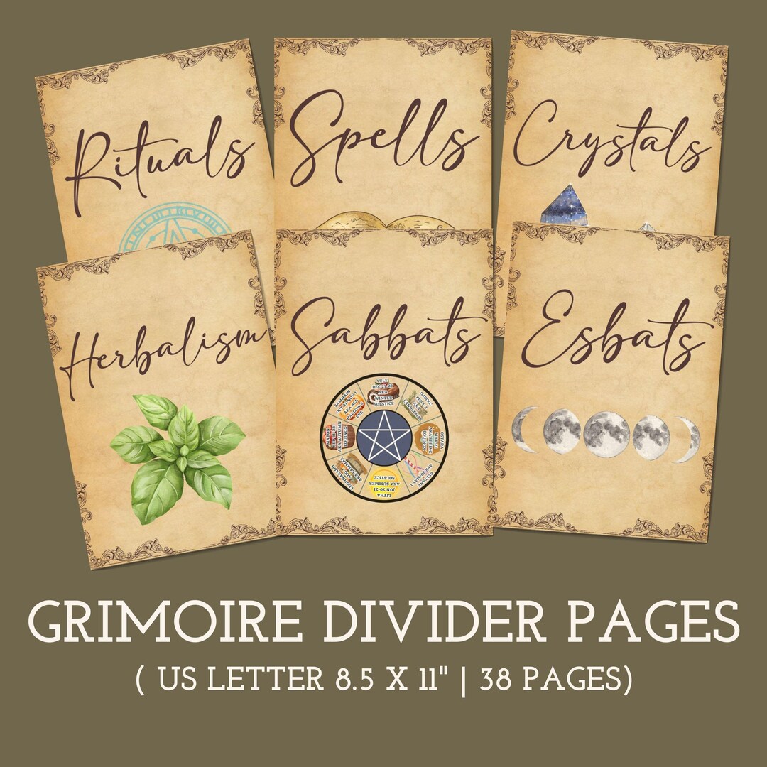 Grimoire Divider Pages (38 Pages) | Book of Shadows Sections ...