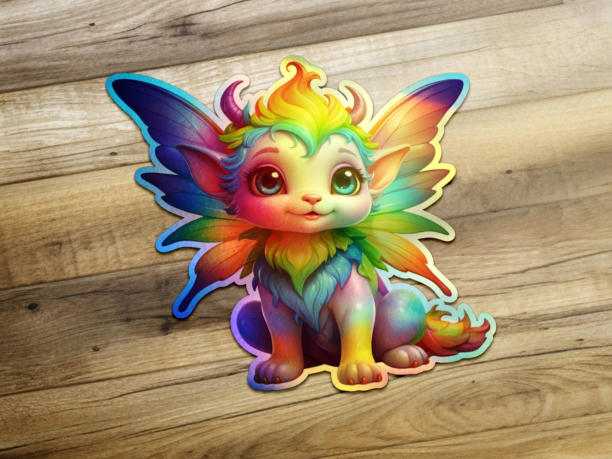 Rainbow Fantasy Creature Sticker, Die Cut Sticker, Kiss Cut Sticker ...