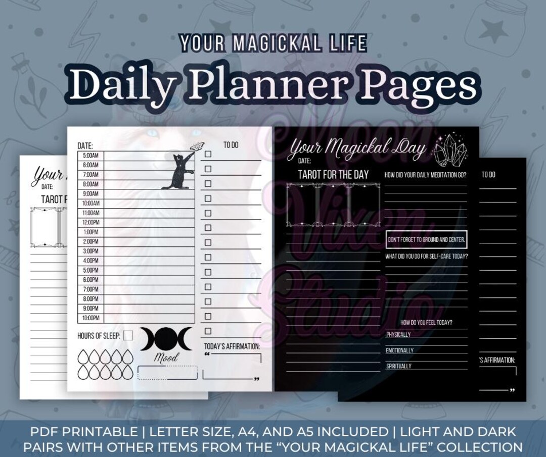 Undated Your Magickal Life Daily Planner Pages- PDF, A4, A5, Letter ...