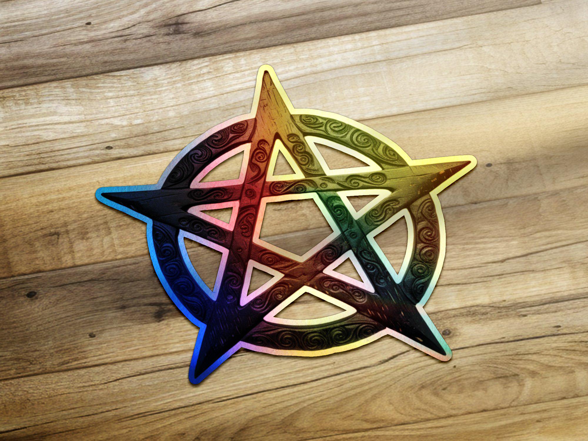 Pentagram Sticker, Die Cut Sticker, Kiss Cut Sticker, Holographic ...