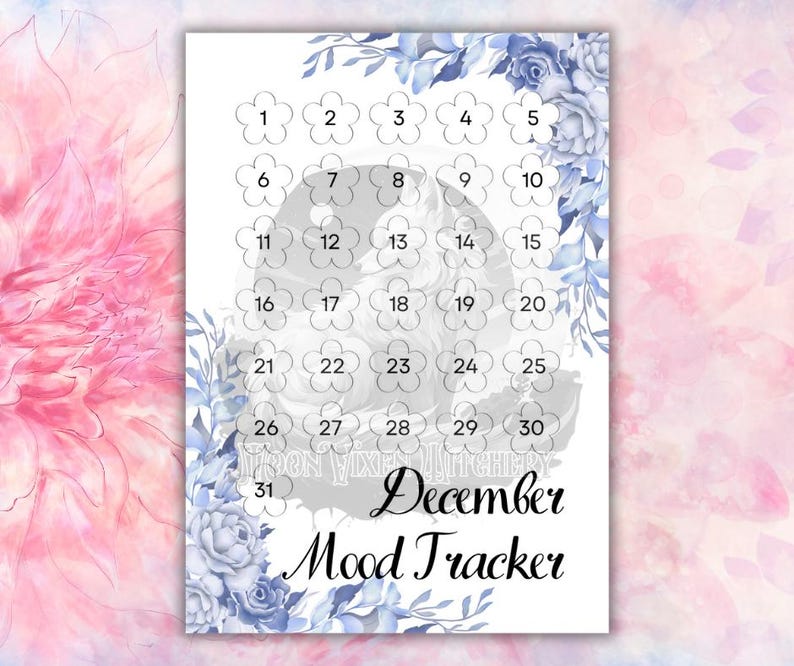 Monthly Watercolor Flowers Mood Tracker, PDF, Printable, in A4, A5, and ...