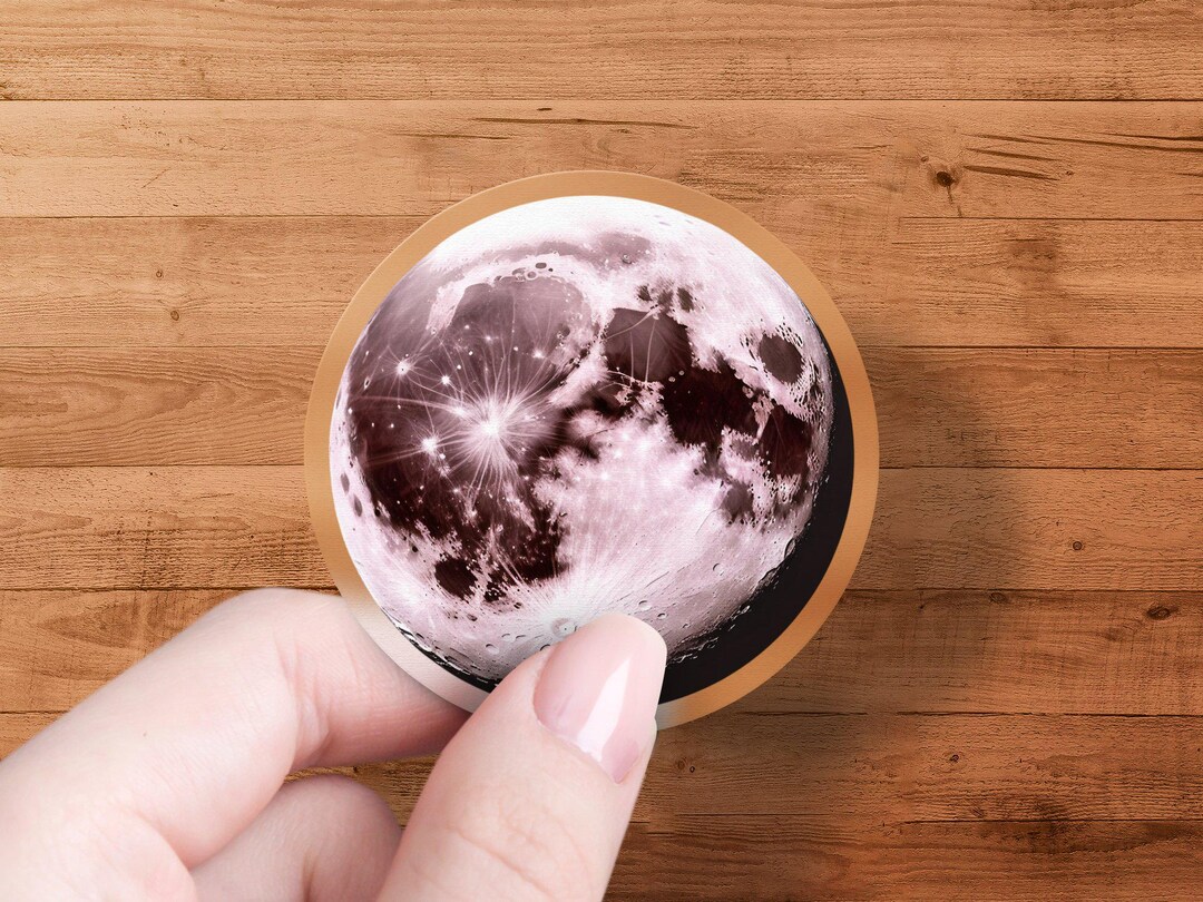 Lunar Moon Sticker, Celestial Space Decal, Astronomical Full Moon ...