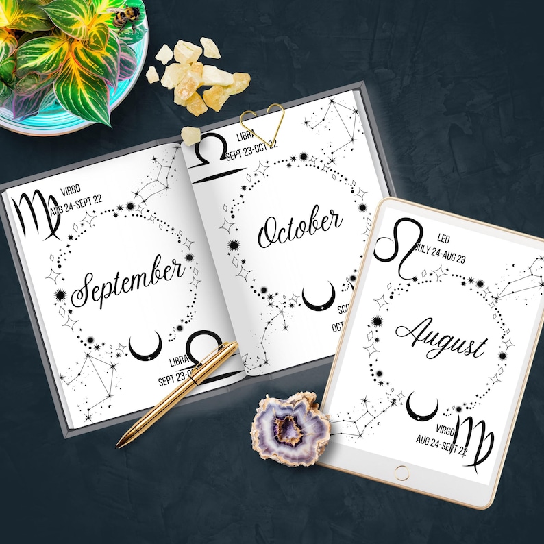 Astrology Monthly Divider Printables – 5 Aesthetic Color Sets | 8.5x11 ...