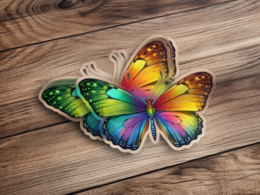 Rainbow Butterfly Sticker, Die Cut Sticker, Kiss Cut Sticker ...