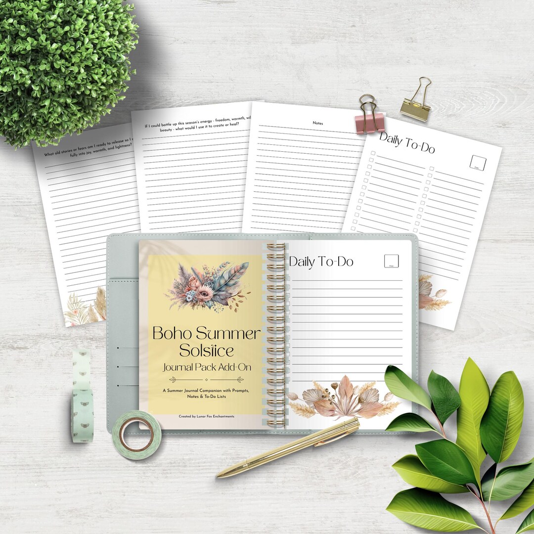 Boho Summer Journal Printable Pack – Self-reflection Prompts, Notes ...
