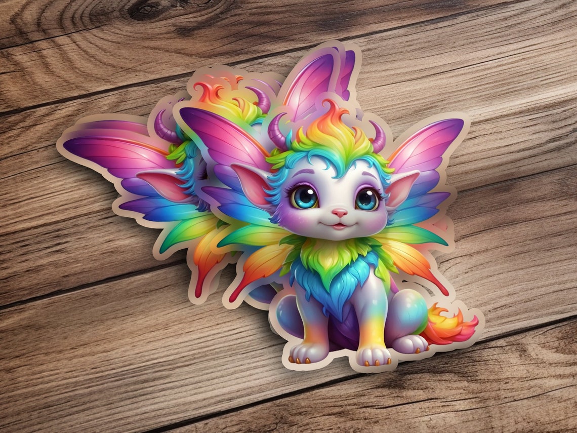 Rainbow Fantasy Creature Sticker, Die Cut Sticker, Kiss Cut Sticker ...