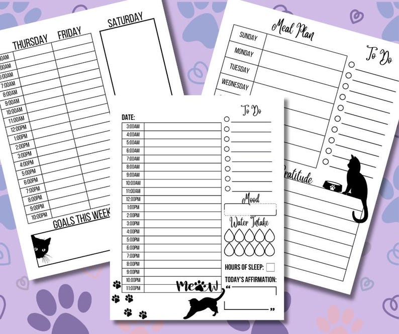 2025 Cat-themed Planner - Printable PDF With Yearly, Monthly, Weekly ...