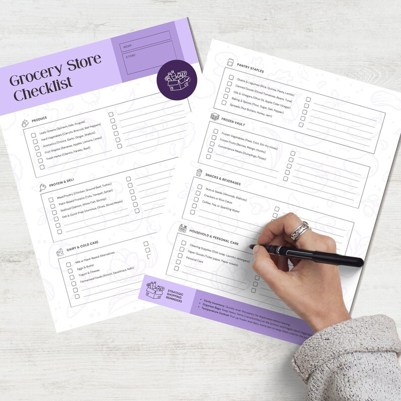 Grocery Store Checklist Printable PDF | Weekly Shopping List Template ...