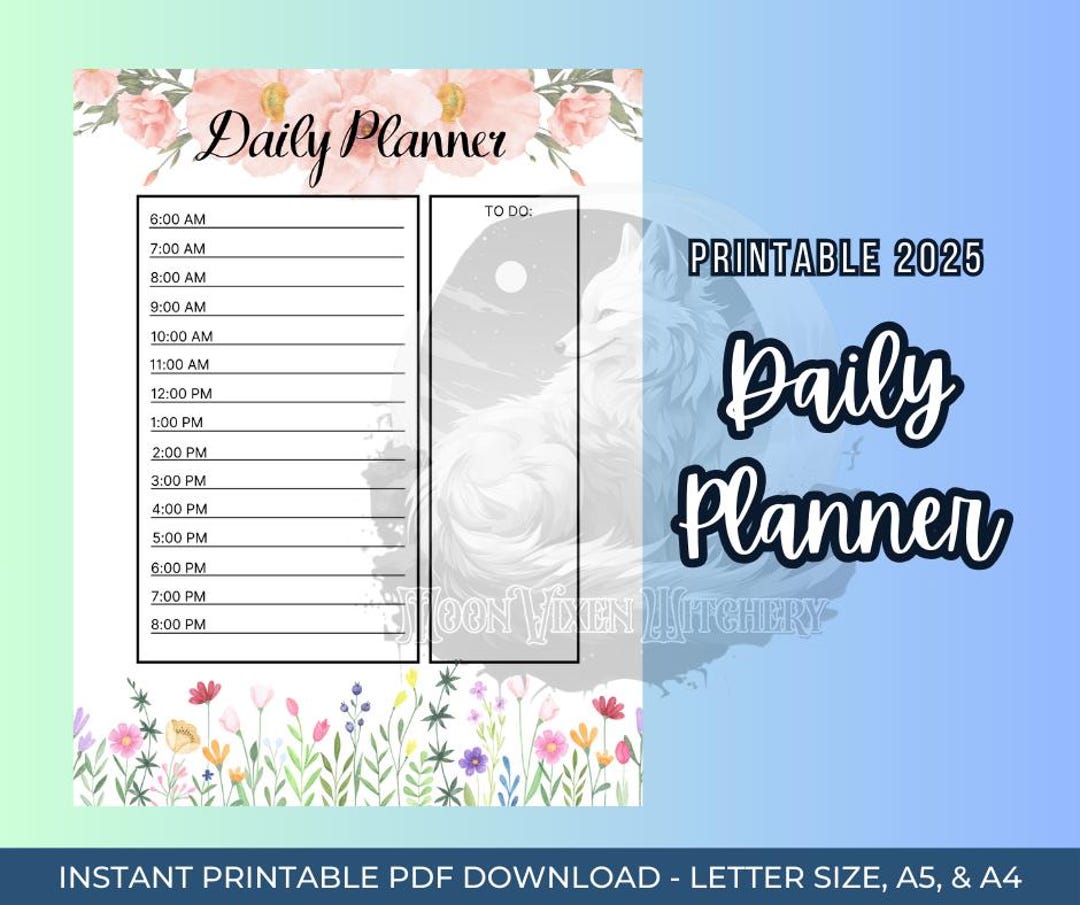 Undated Blank Daily Watercolor Flowers Collection Planner Pages - PDF ...