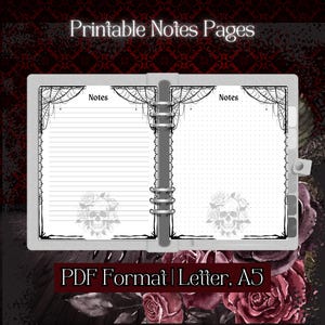 Goth Themed Notes Page | Lined, Dotted, and Blank | A5 & Letter Size ...